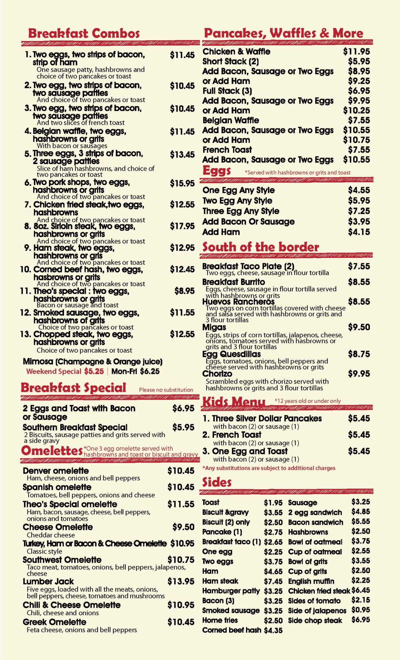 Menu | Theo's Grill & Bar