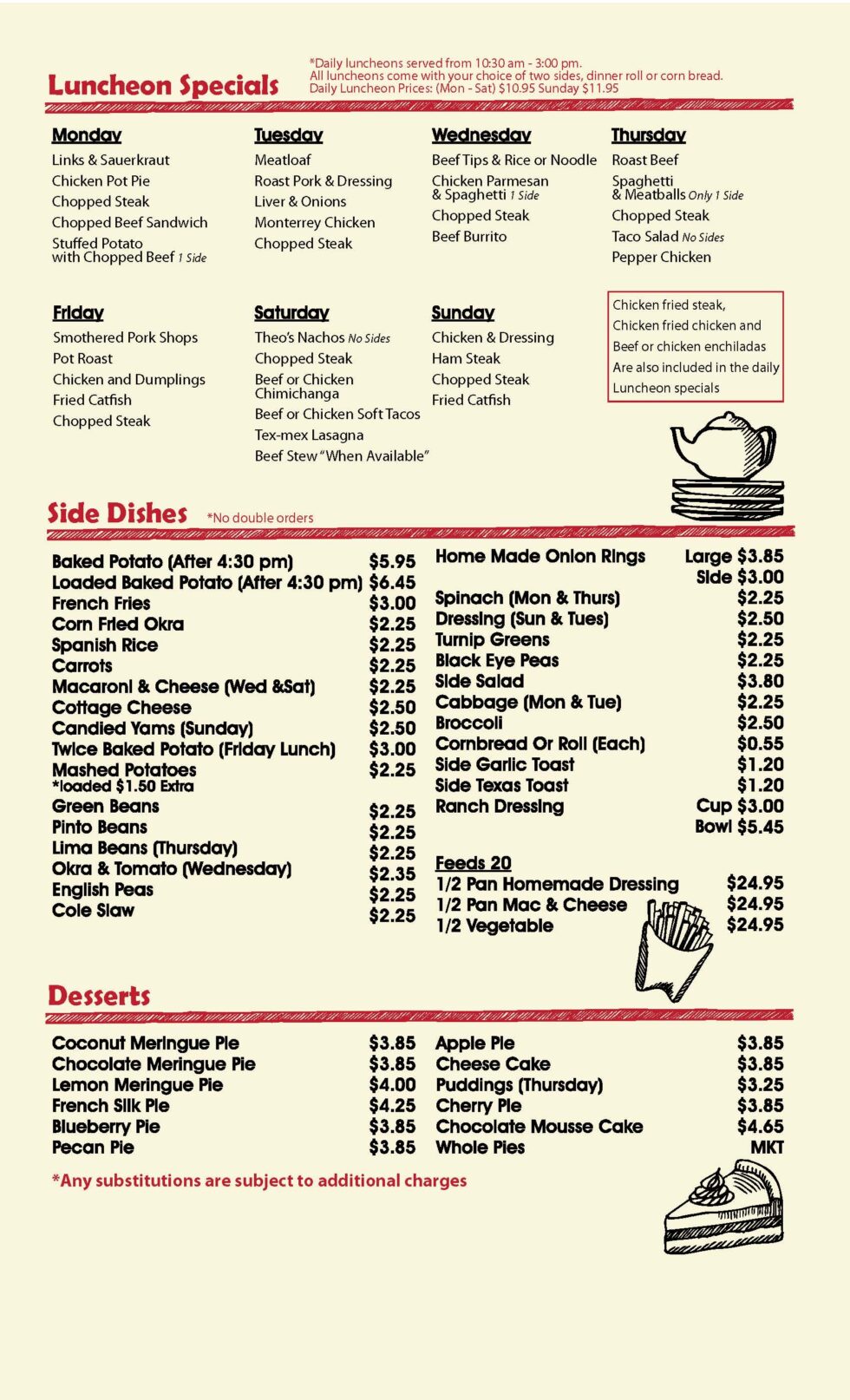 Menu | Theo's Grill & Bar